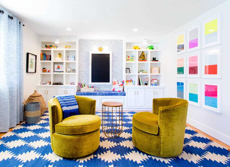 den-playroom-colorful-elements-built-in-bookshelves- | Timan & Co.